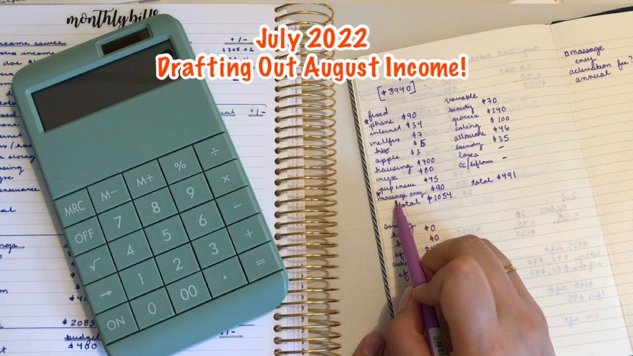 Drafting Out My August Income Breakdown! (before the pretty version ...