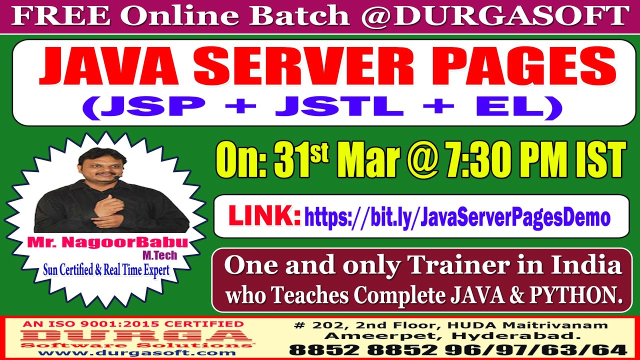 JAVA SERVER PAGES (FREE Batch) Online Training @ DURGASOFT - YouTube