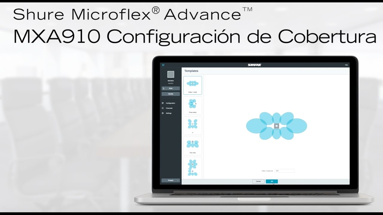 Shure Microflex Advance MXA910 - Configuración de Cobertura - YouTube