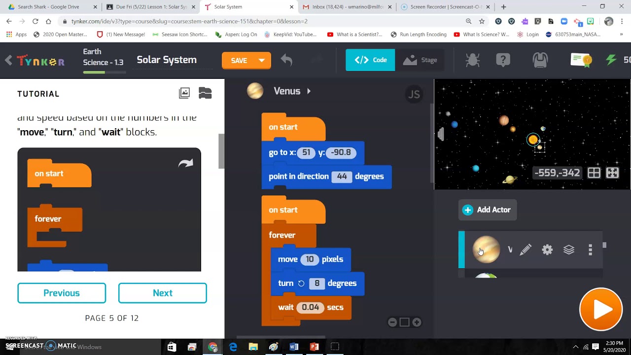 Tynker Solar System Part 1 - YouTube