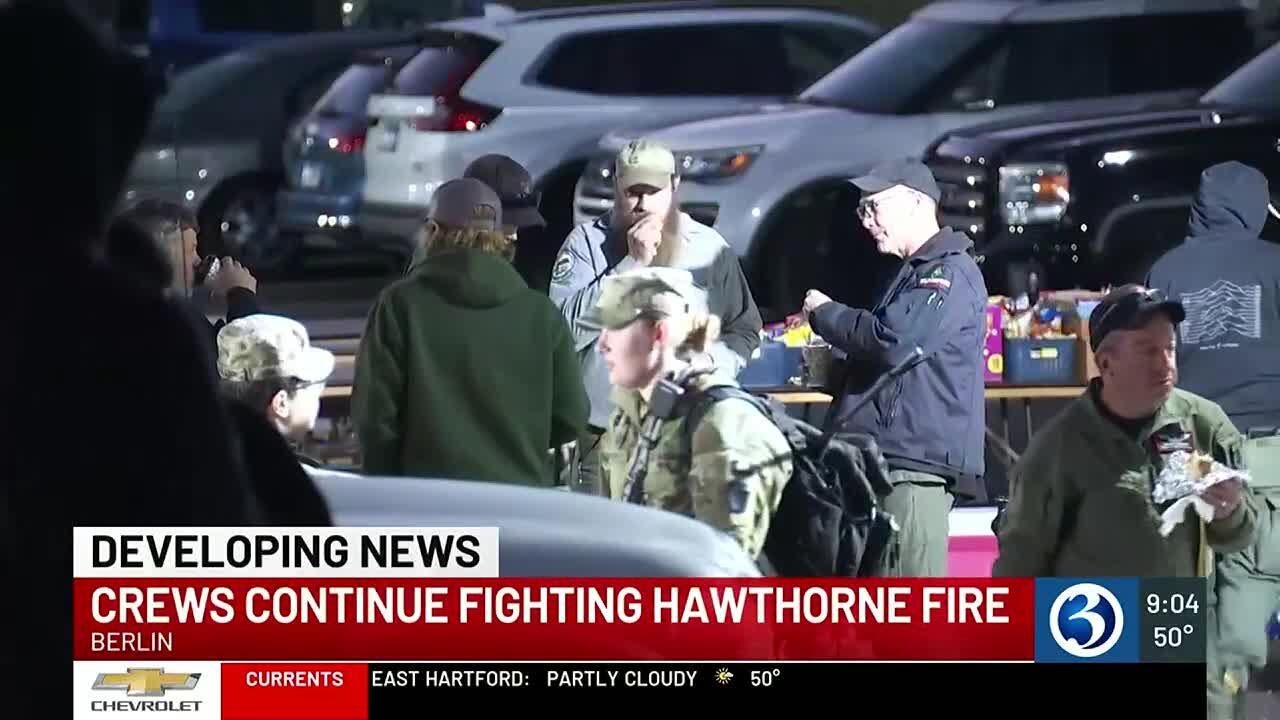 Crews making progress battling Hawthorne fire in Berlin - YouTube