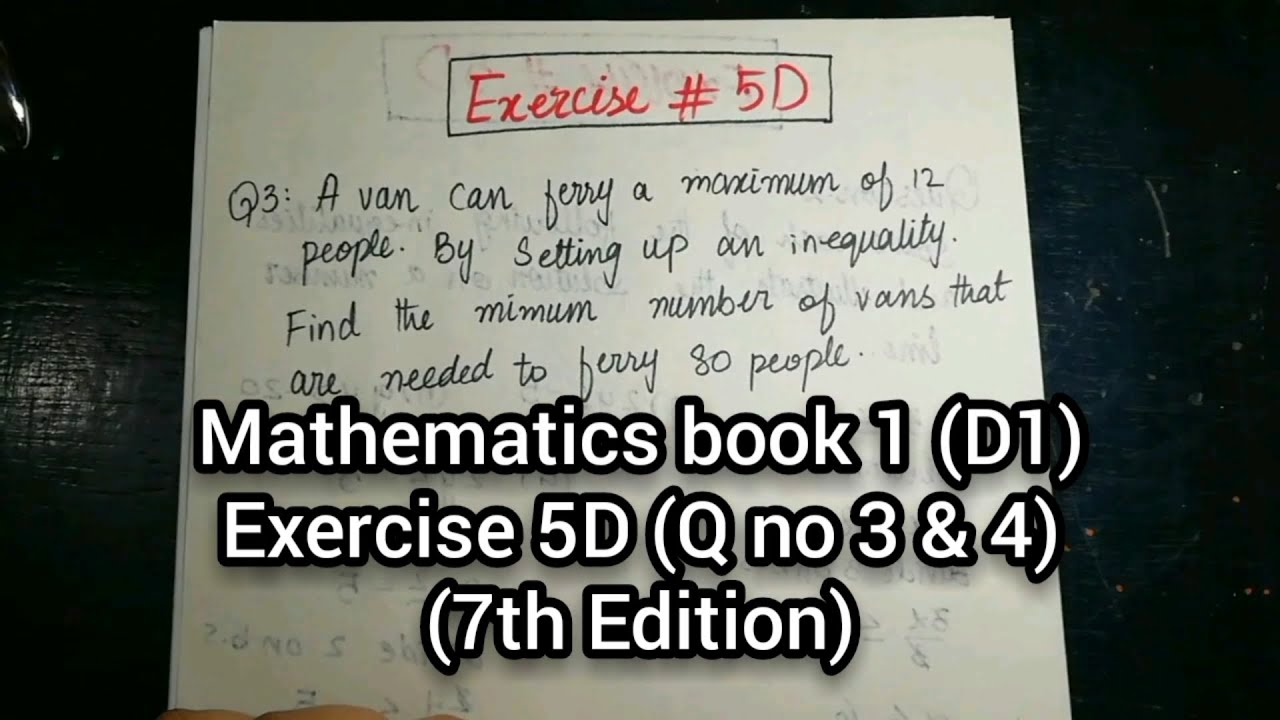 Mathematics Book 1 (D1) Ex# 5D part 2 (Question no 3 & 4) in Urdu - YouTube