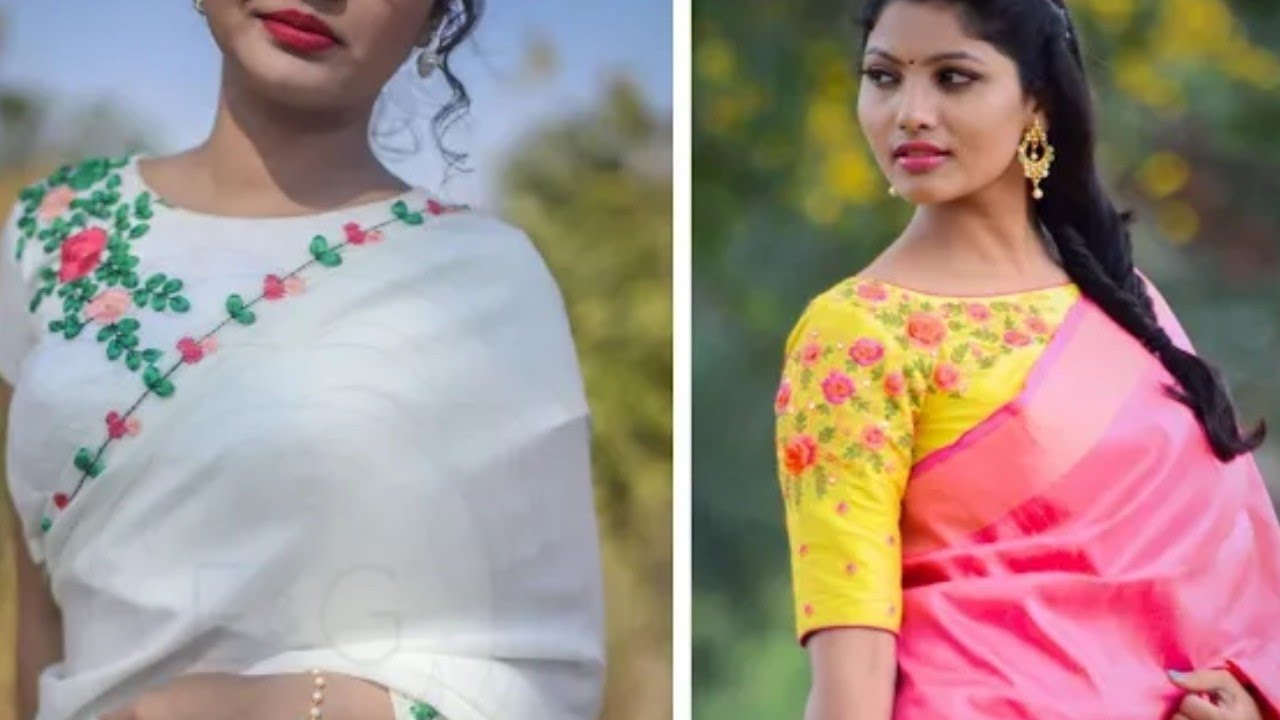New one side work blouse designs || Shoulder embroidery blouses || Work ...