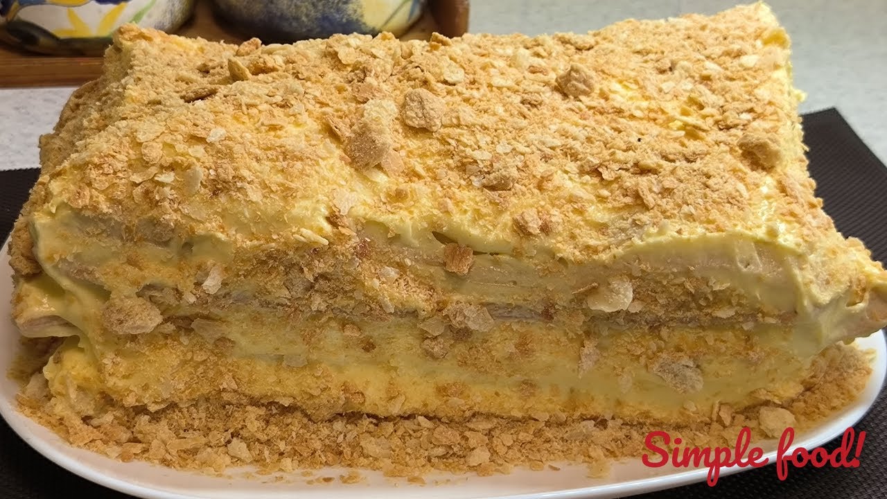 Quick cake Napoleon without kneading dough Simple food! - YouTube