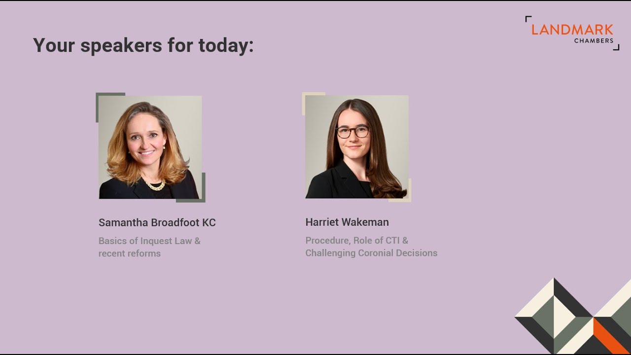 Inquest Law webinar series: Inquest law Overview - Part 1 - YouTube