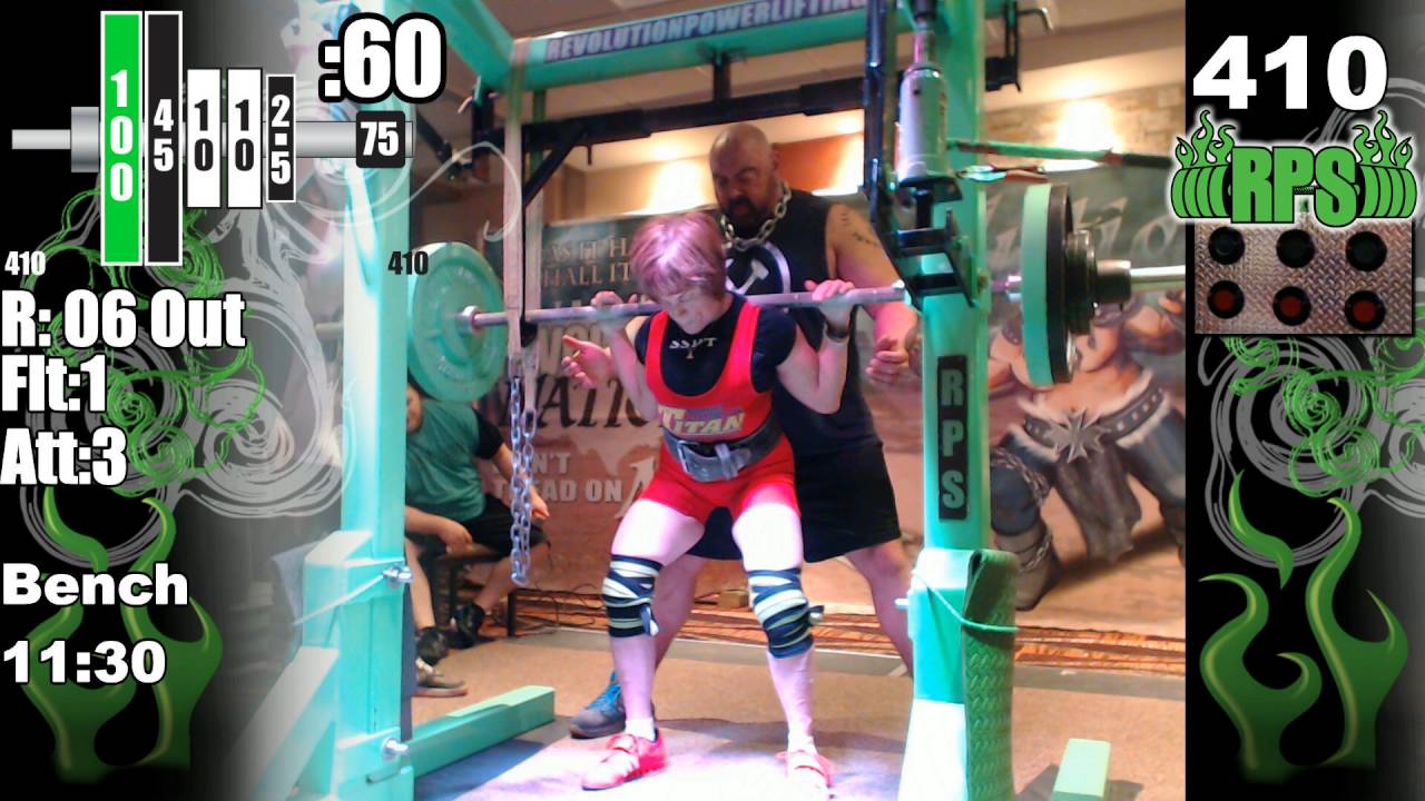 Ellen Stein 3rd attempt 410 lbs equipped squat at the 2015 RPS Worlds ...