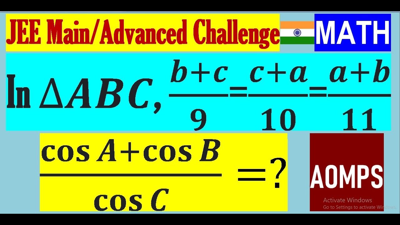 If (b+c)/9=(c+a)/10=(a+b)/11 in a triangle ABC, then find the value of ...
