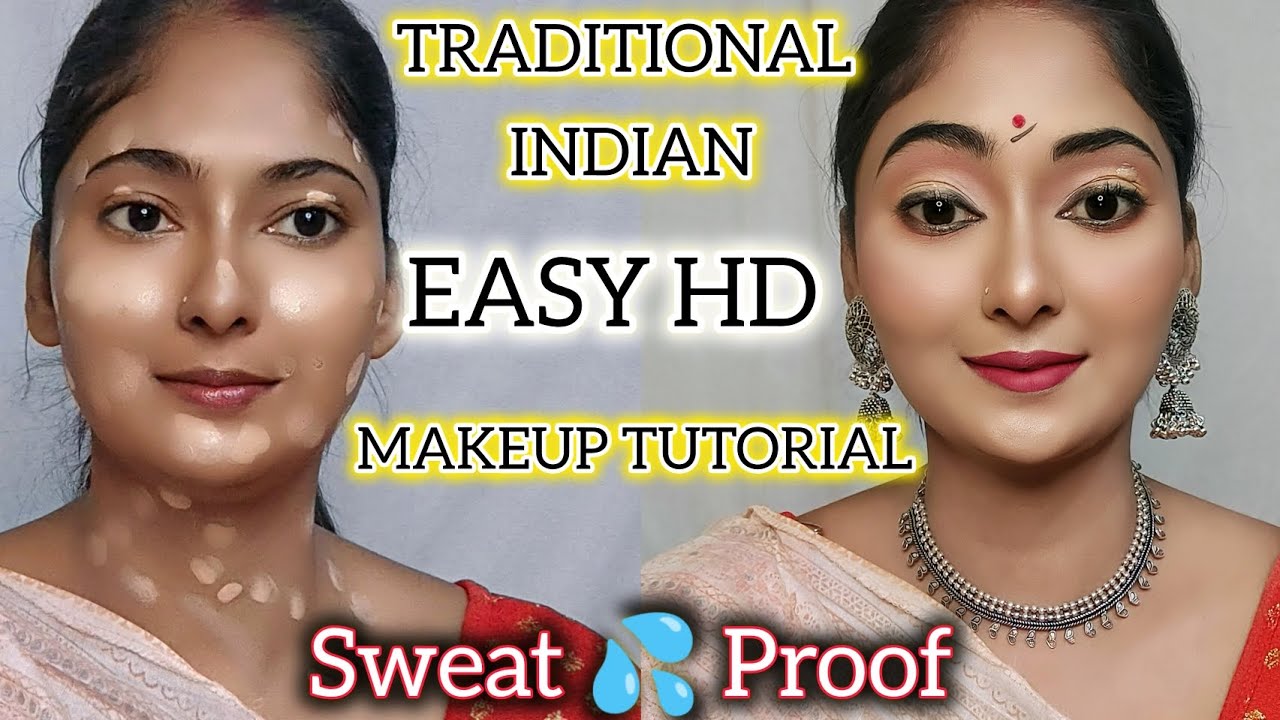Simple Traditional Indian Makeup Tutorial 2024 | Sweat-proof 💦Festive ...