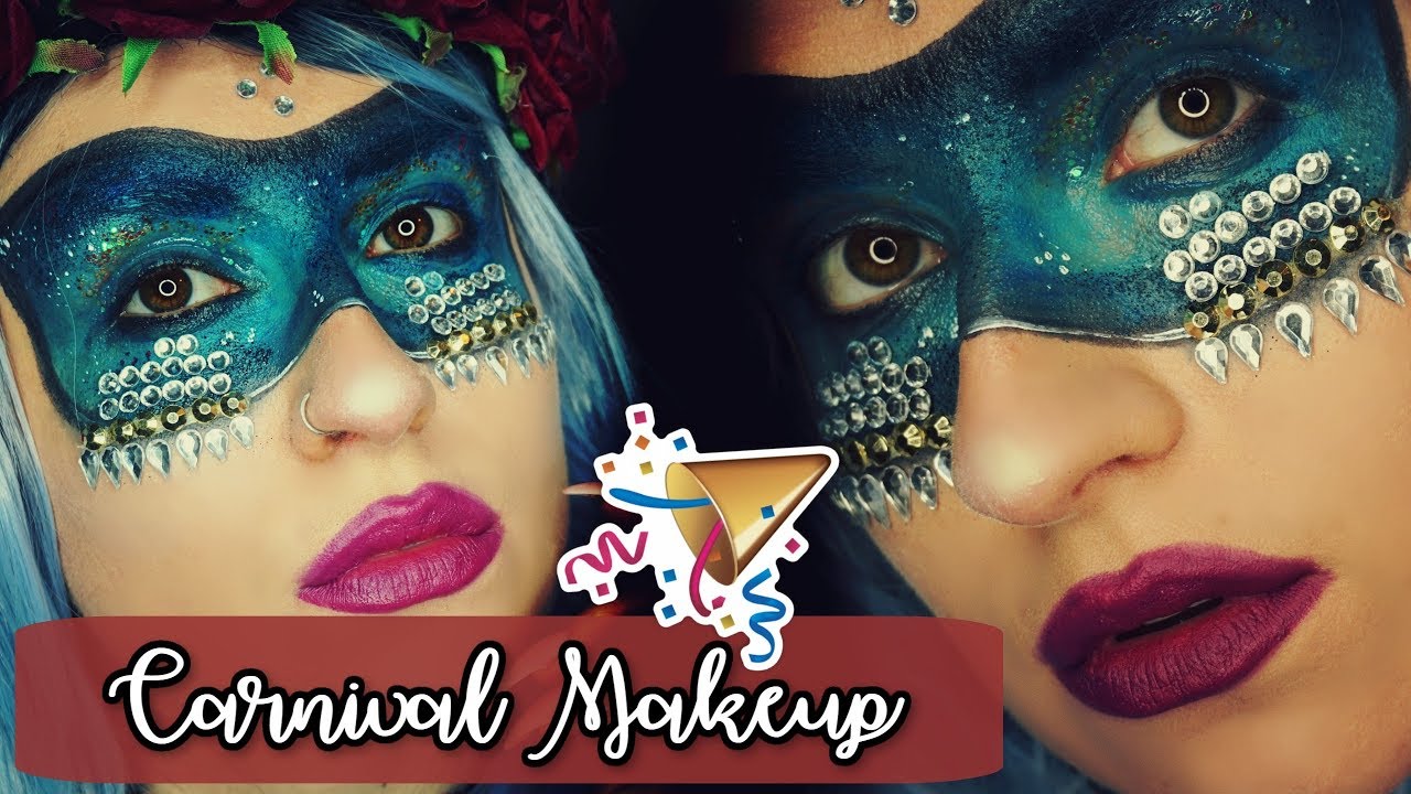 Carnival Mask Makeup Tutorial Gems - YouTube