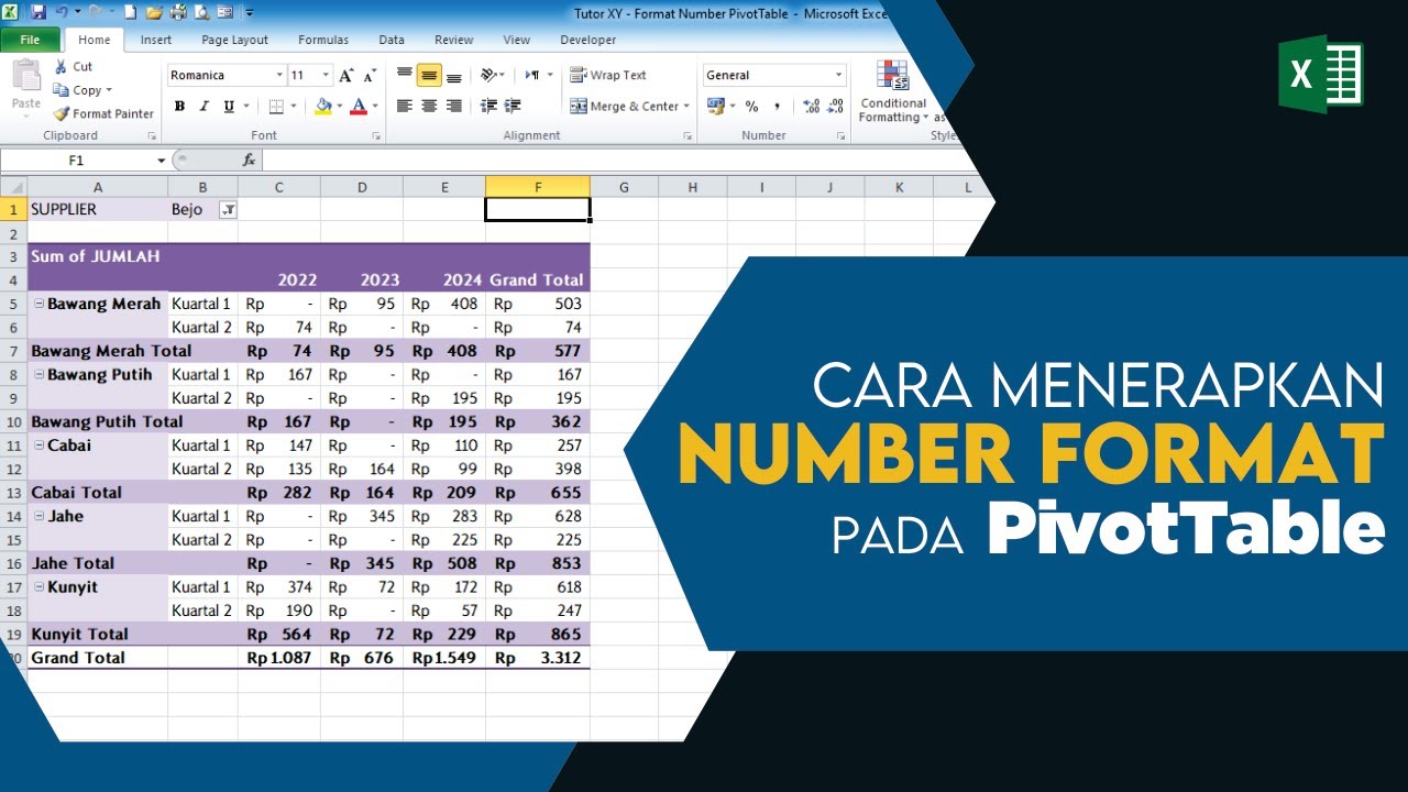 Menerapkan Number Format pada PivotTable | Tutorial Excel - YouTube