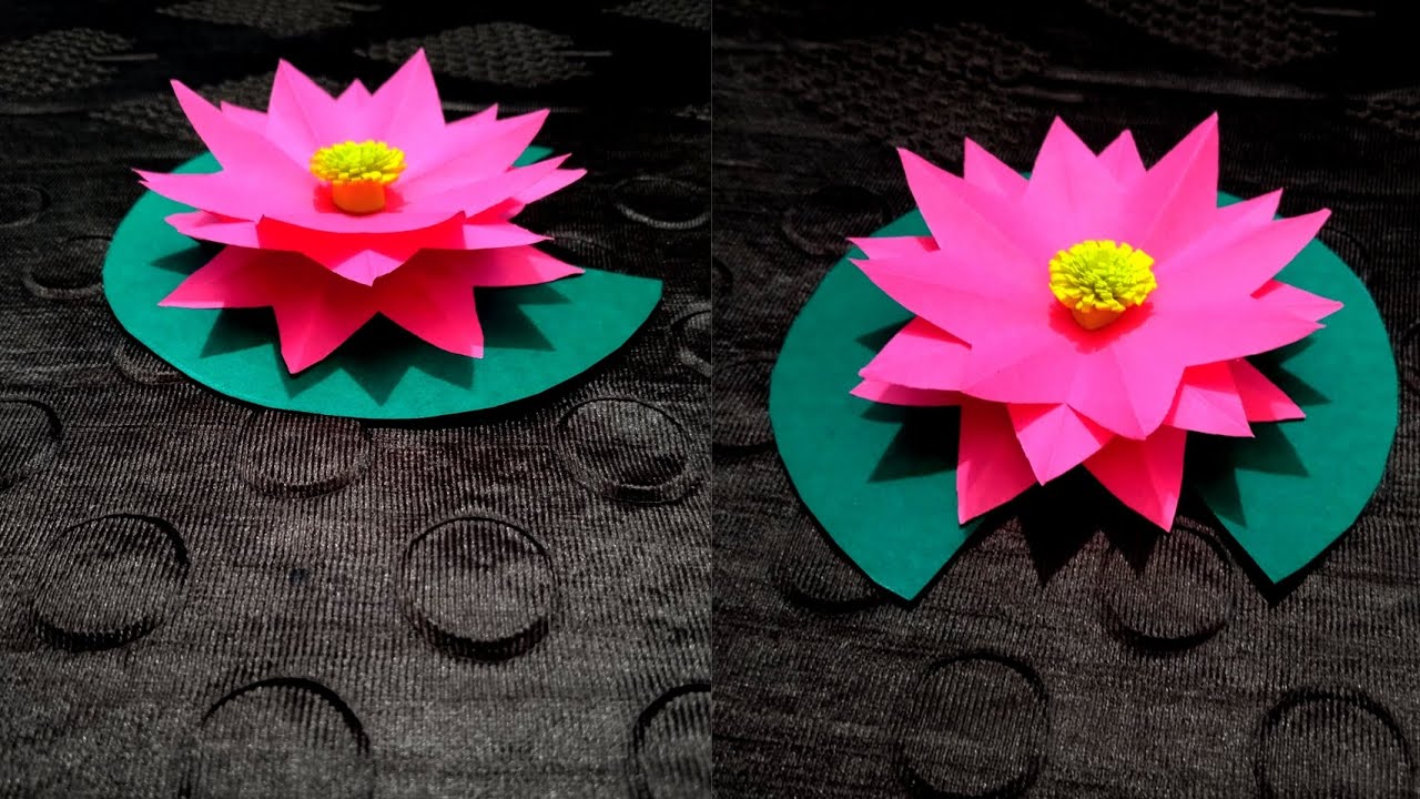 How to make Lotus / Lotus Flower making with Paper/ Diy Lotus/ Paper ...