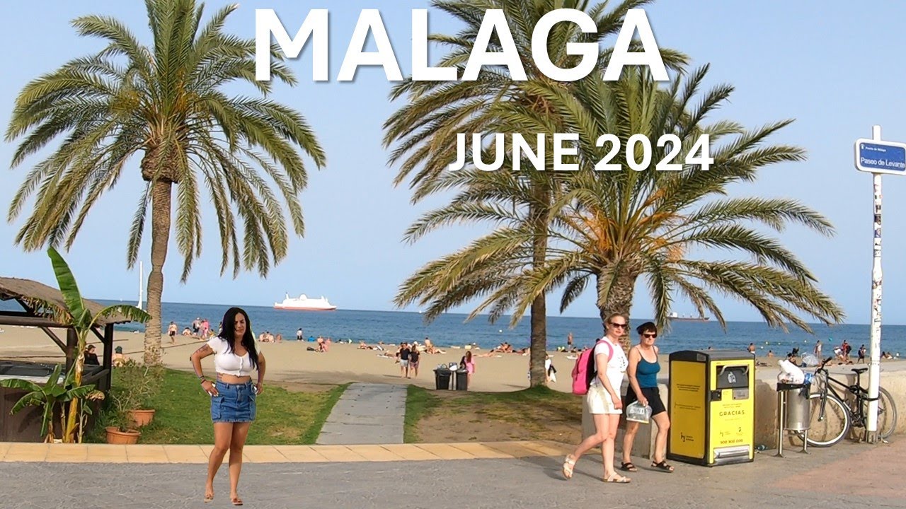 Malaga Beach Promenade Walking Tour Costa del Sol Spain June 2024 - YouTube