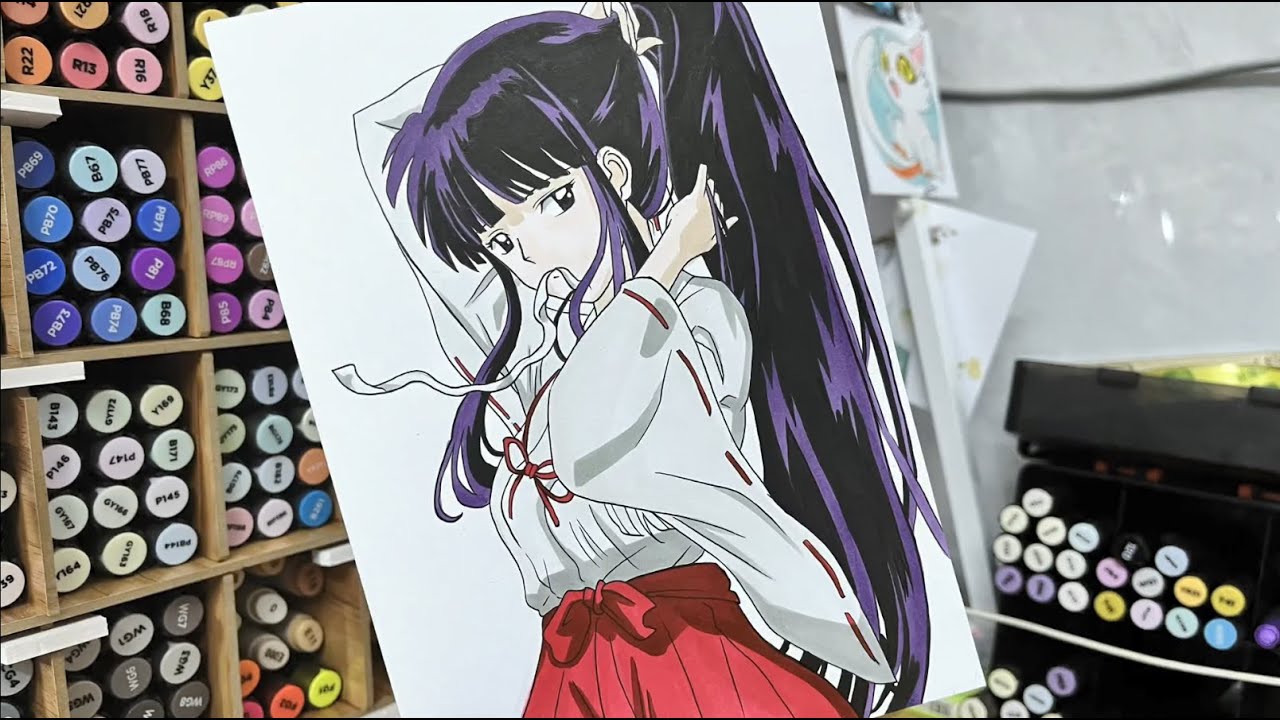 Kikyo character anime drawing process from Hanyo no Yashahime | Draw so ...