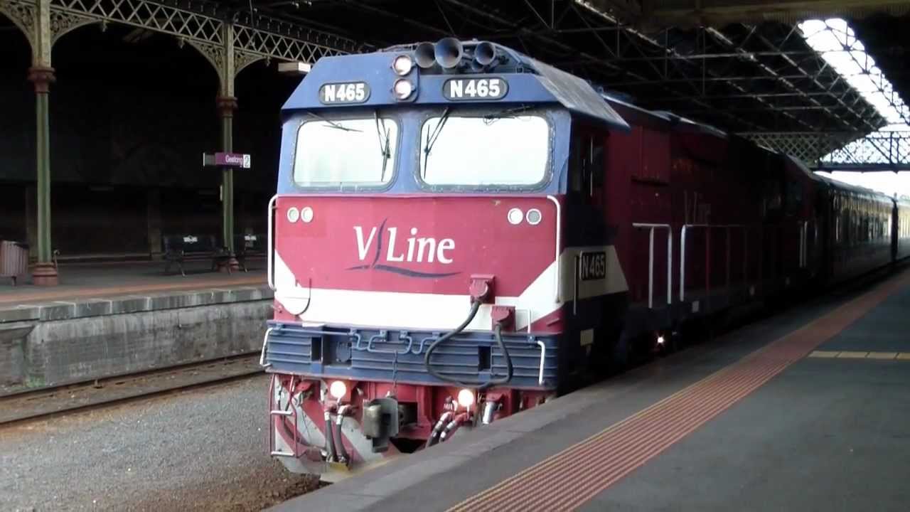V-Line Locomotive southbound departs from Geelong. Trains in Australia ...