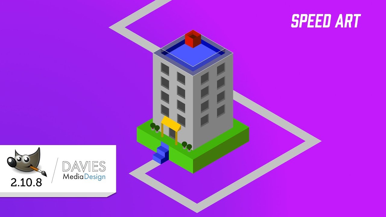 Create a 3D Isometric Building with GIMP 2.10 | Speed Art - YouTube