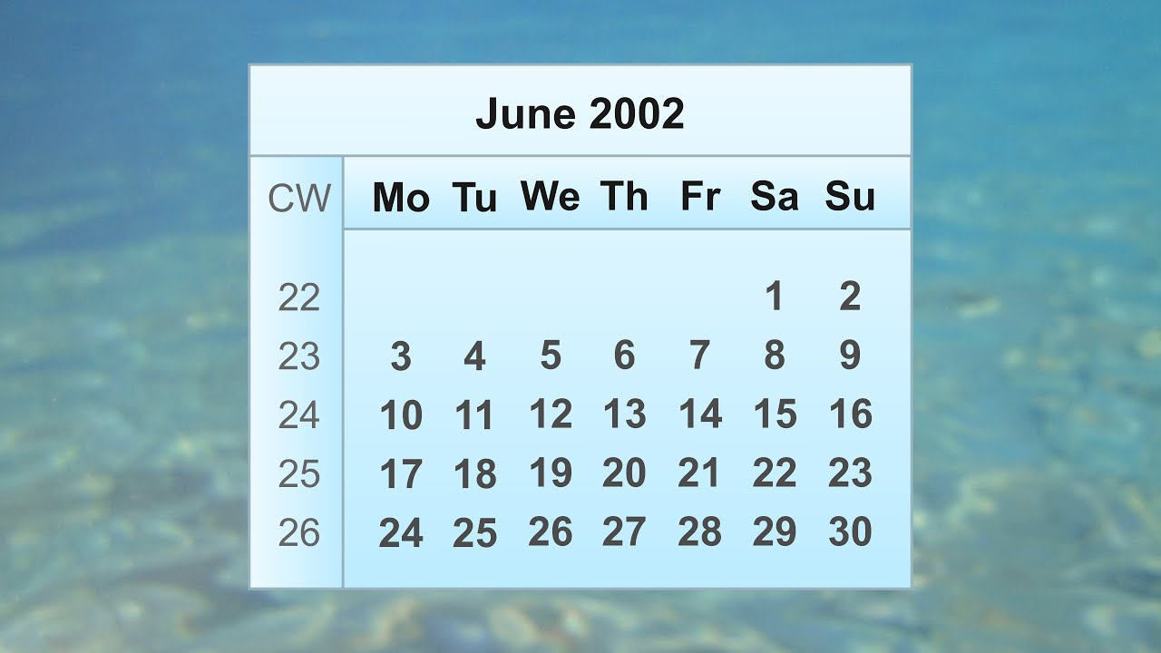 June 2002 Calendar - YouTube