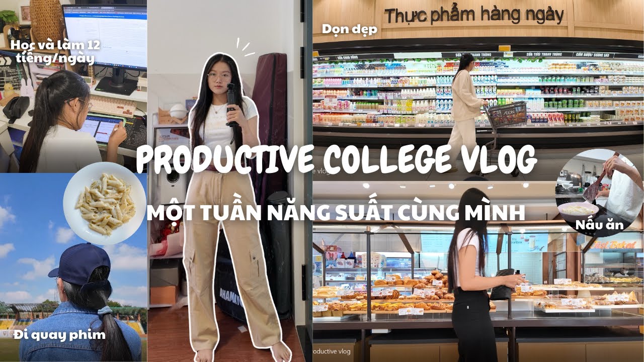 Productive College Vlog| Cùng mình dọn dẹp, học nhiều, nấu pasta sốt ...
