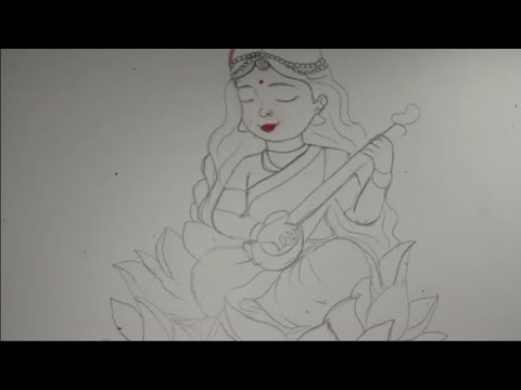 easy to draw ma saraswati #drawing #art ||easy to draw for beginners ...