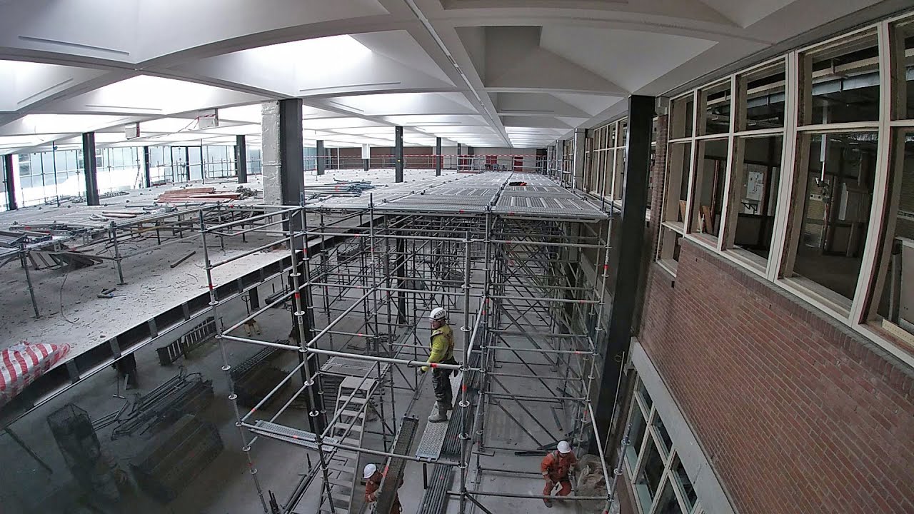 Removing Scaffolding out of the new Nikhef Meeting Center - YouTube