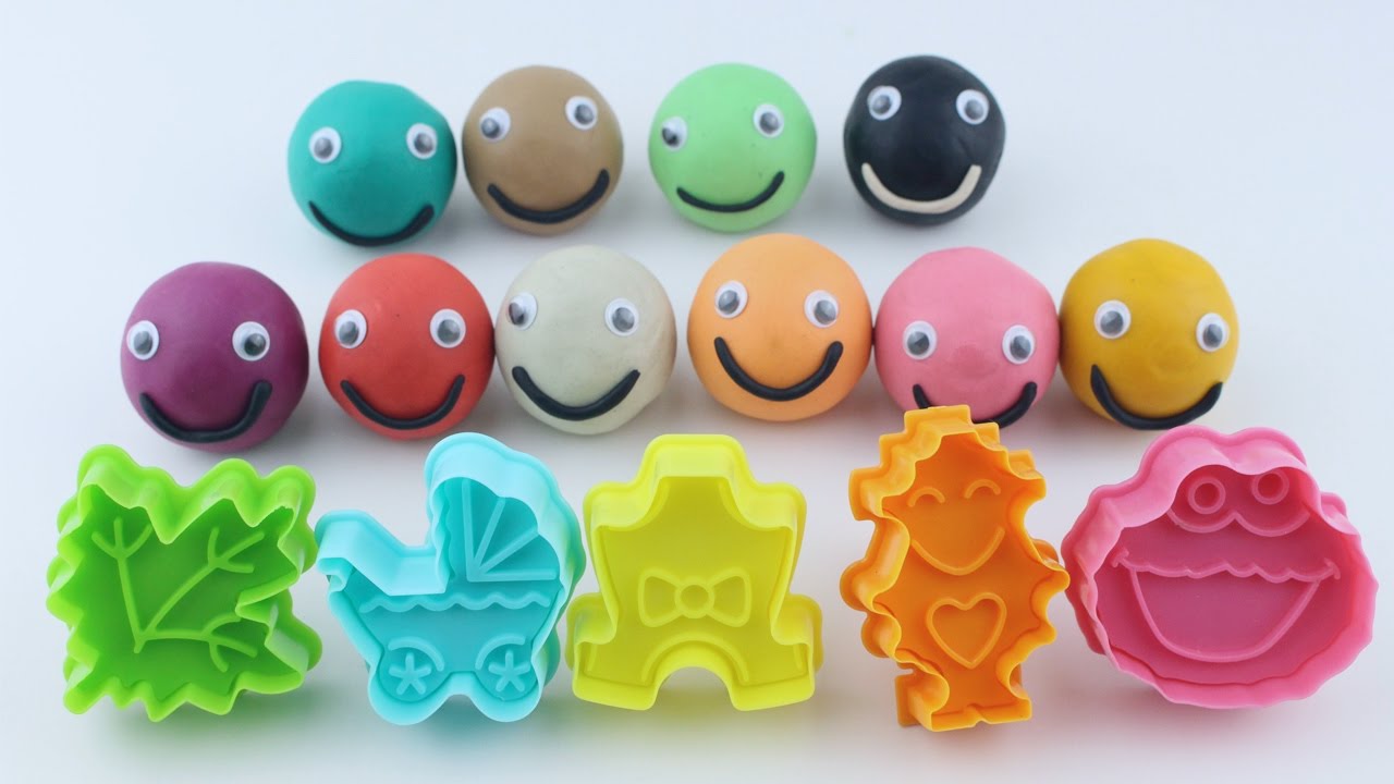 Learn Colors Play Doh Happy Laughing Smiley Face Baby Theme Molds Fun ...
