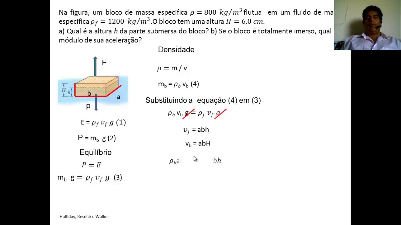 Fluidos - Na figura, um bloco de massa especifica - YouTube