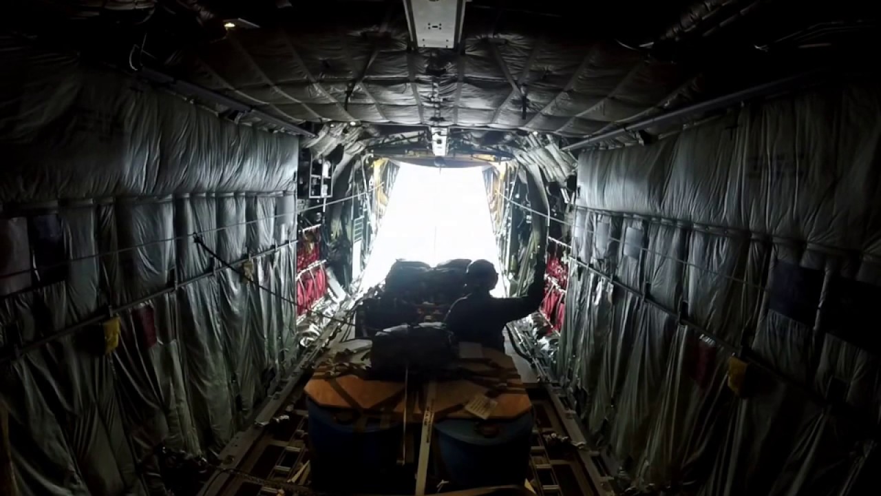C130 Hercules heavy equipment drop load clear - YouTube