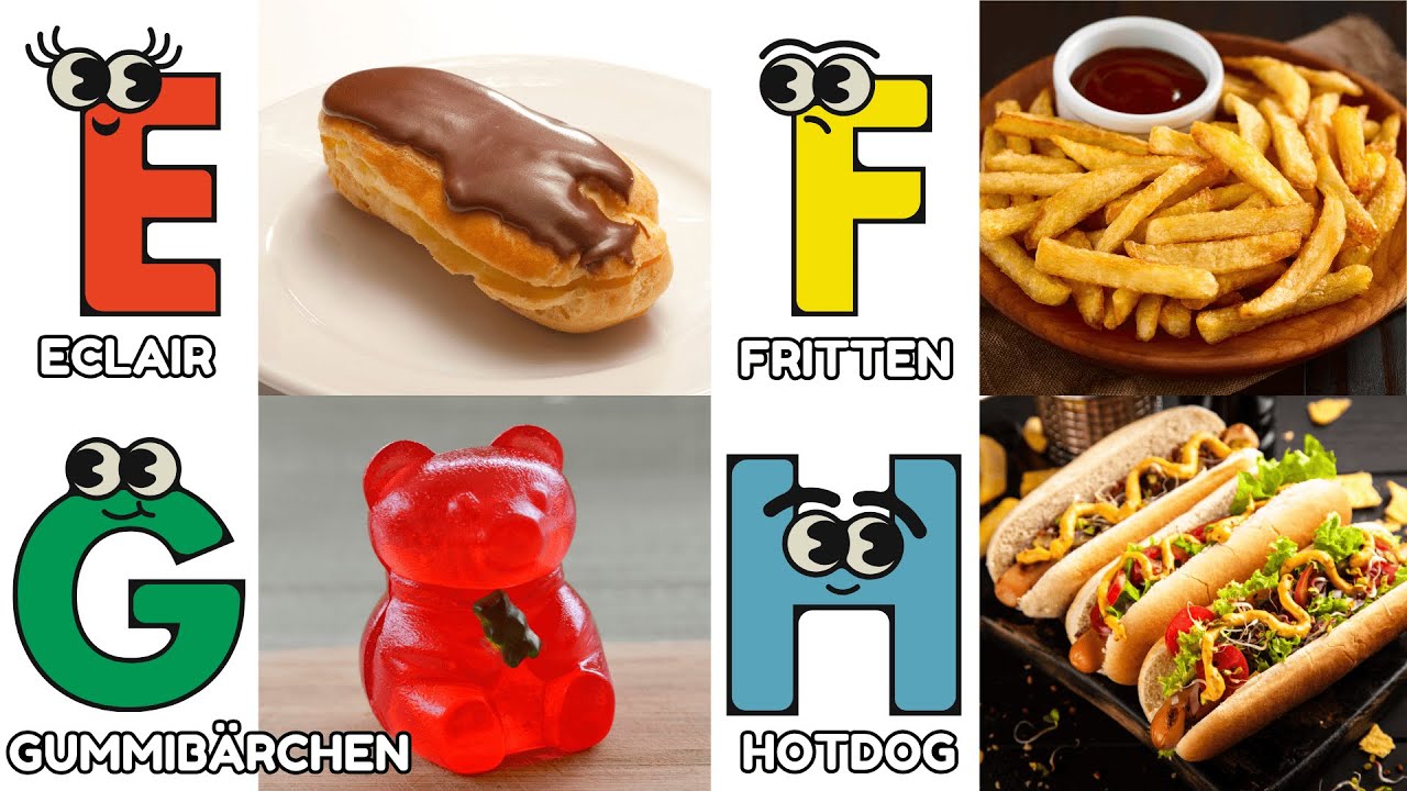 Das ABC Lied | ABC Essen Lieder für Kinder | A bis Z mit leckeren ...