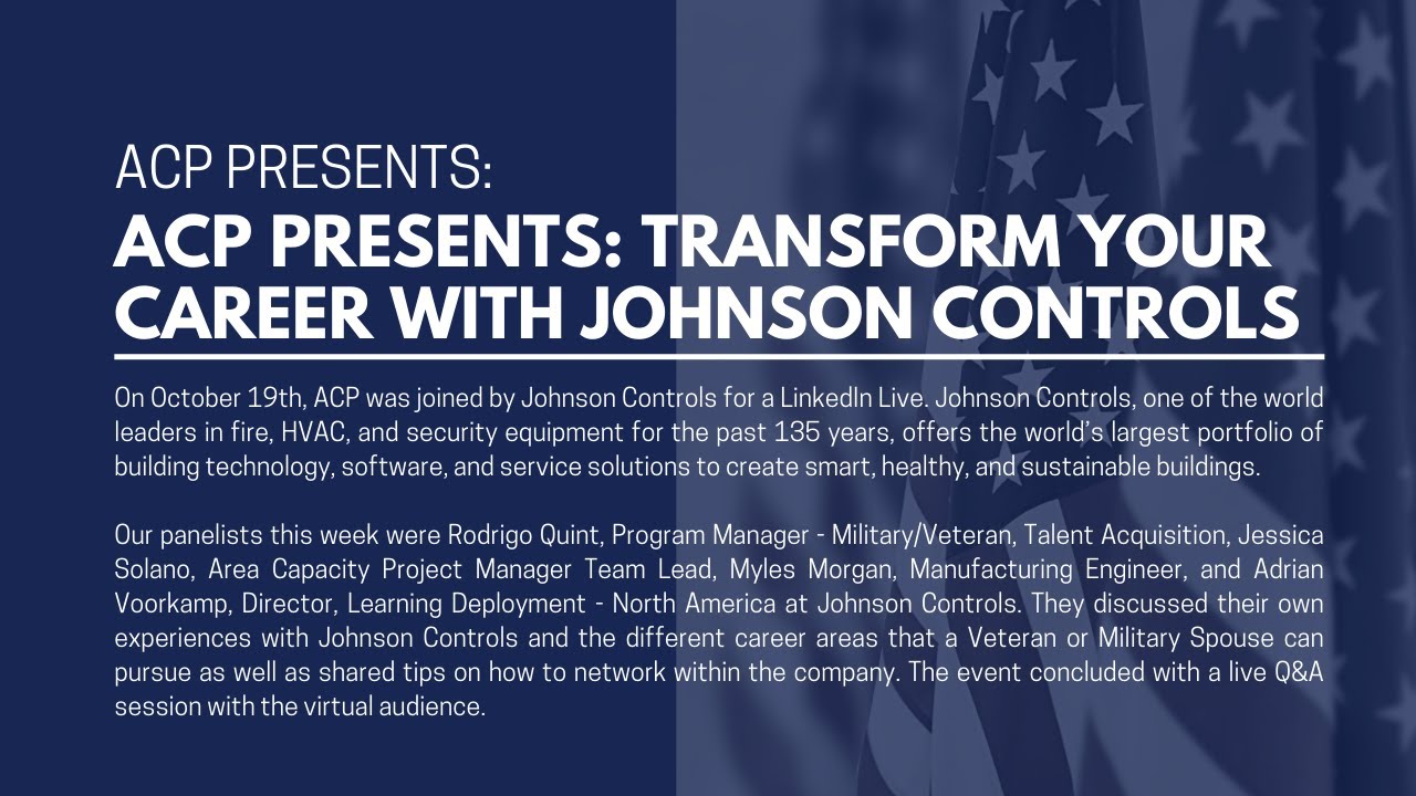 ACP Presents: Transform Your Career with Johnson Controls - YouTube