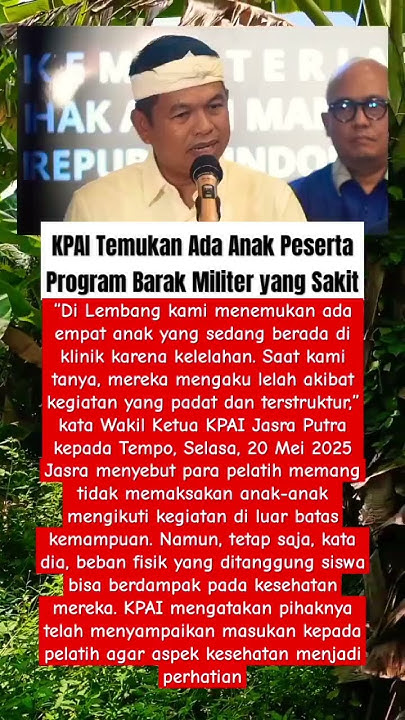 KPAI Temukan Ada Anak Peserta Program Barak Militer yang Sakit#dedimulyadi #shorts - YouTube