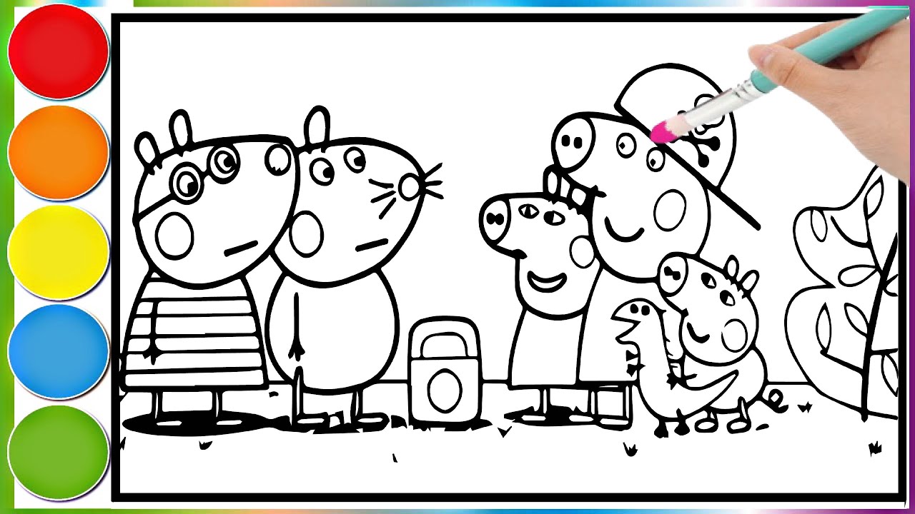 Drawing and Coloring Peppa Pig play with skyboard Drawing and Coloring ...