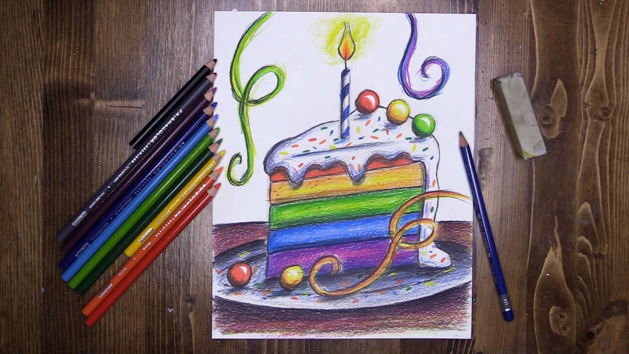 Pencil color rainbow cake - Virtual McArt - YouTube