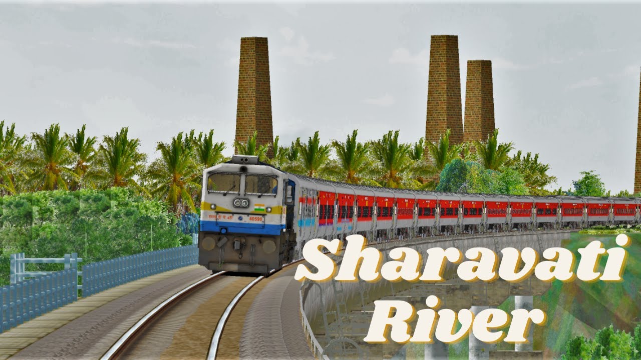 16516 Karwar - Yesvantpur Express Sharavathi river railway bridge - YouTube