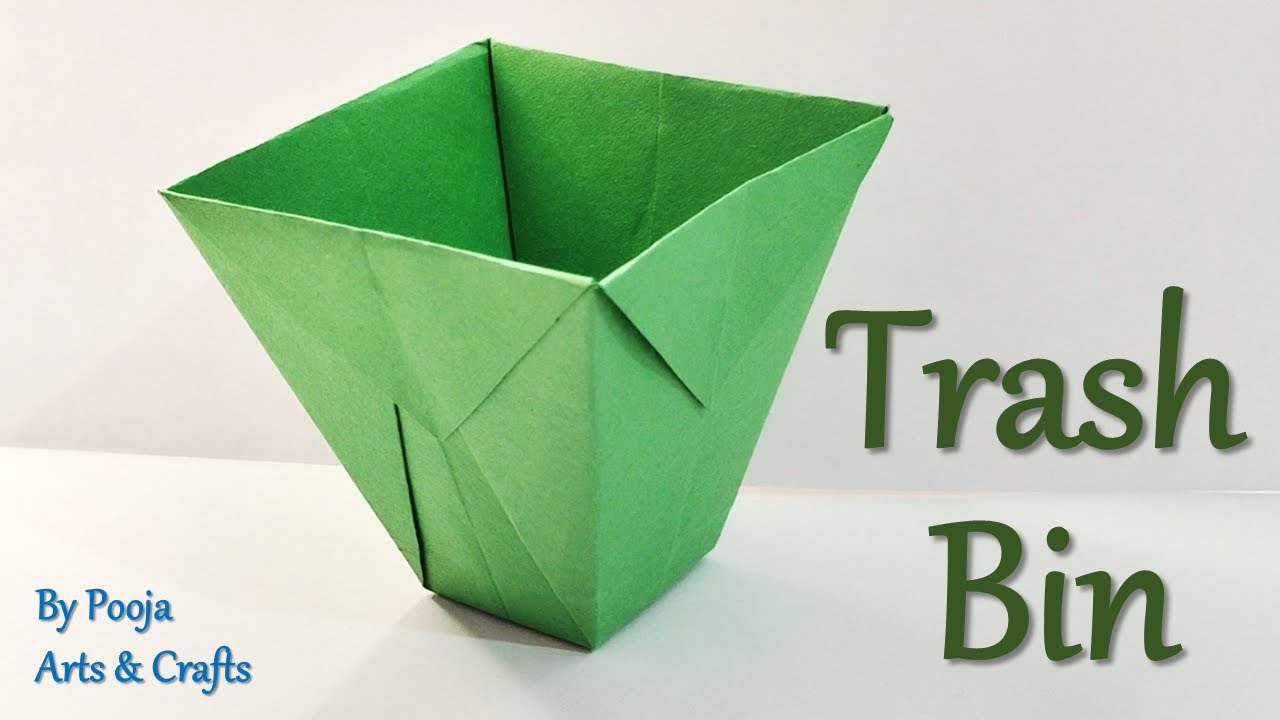 Paper dustbin | How to make easy origami dustbin | Origami trash bin ...
