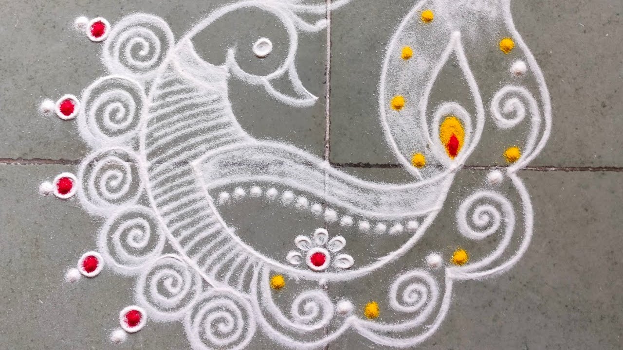 Peacock DIYA rangoli|Diwali special diva rangoli|deepam muggulu designs ...