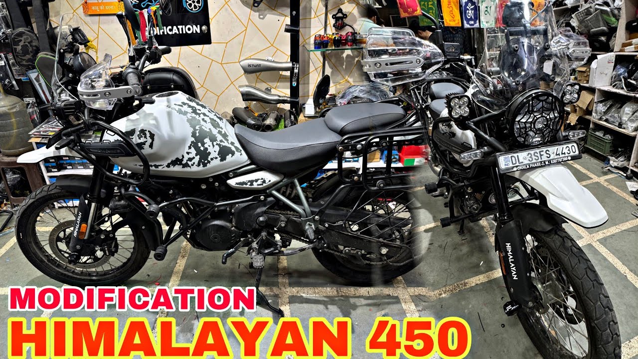 HIMALAYAN 450 Full Loaded Touring Modification | Crash Guard Fog Light ...