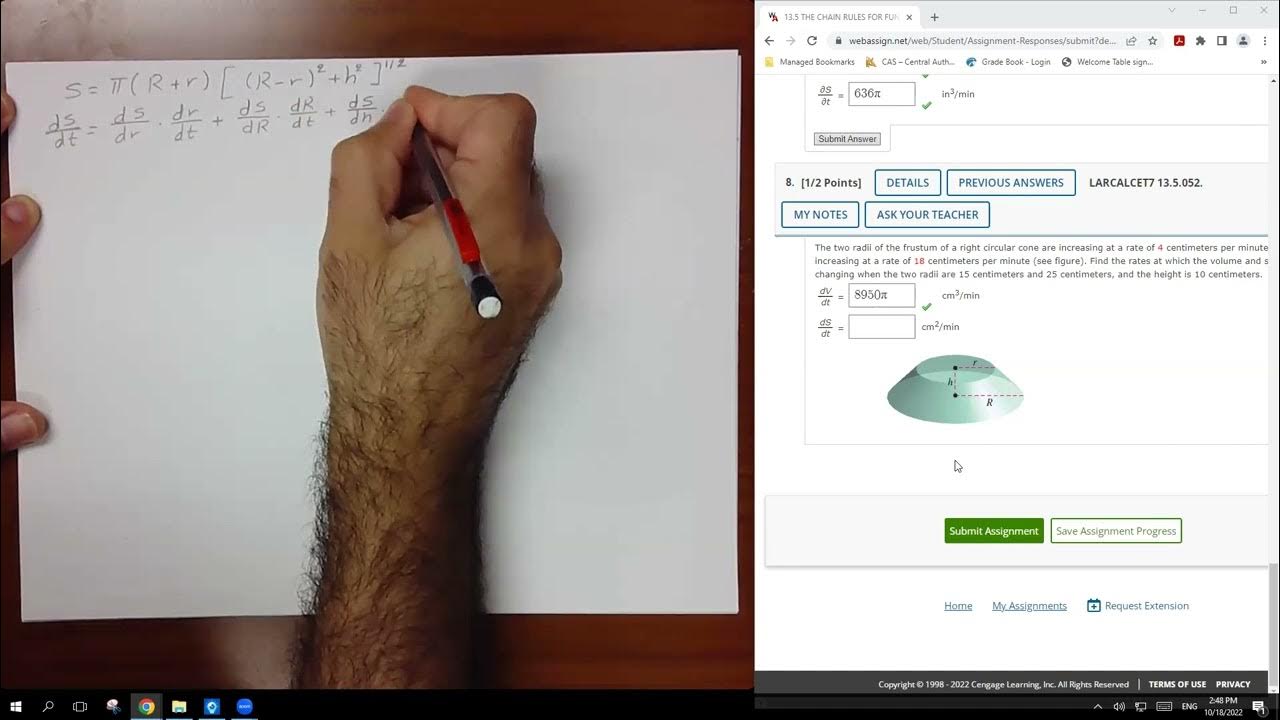 13.5 Chain Rules for Functions of Several Variables (WebAssign) Part 2 - YouTube