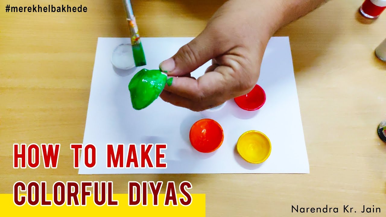 How to make colorful #diya at home | Easy #diyamaking - Narendra Kr ...