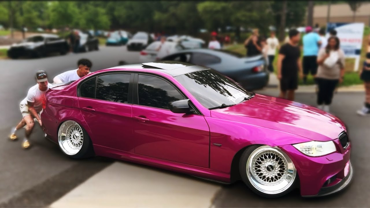 SLAMMED STANCE CARS GET STUCK ENTERING CAR MEET!! (must watch) - YouTube