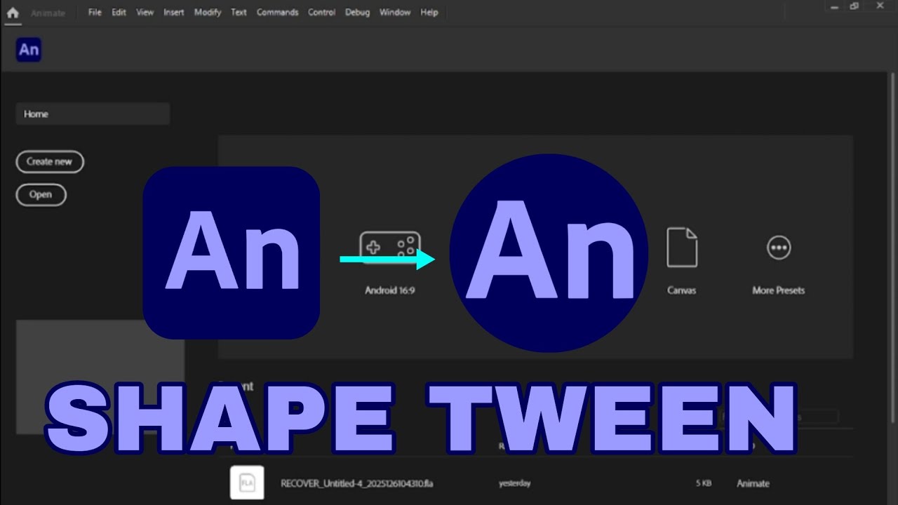 Cara Mudah Membuat Animasi Menggunakan Shape Tween di Adobe Animate - YouTube