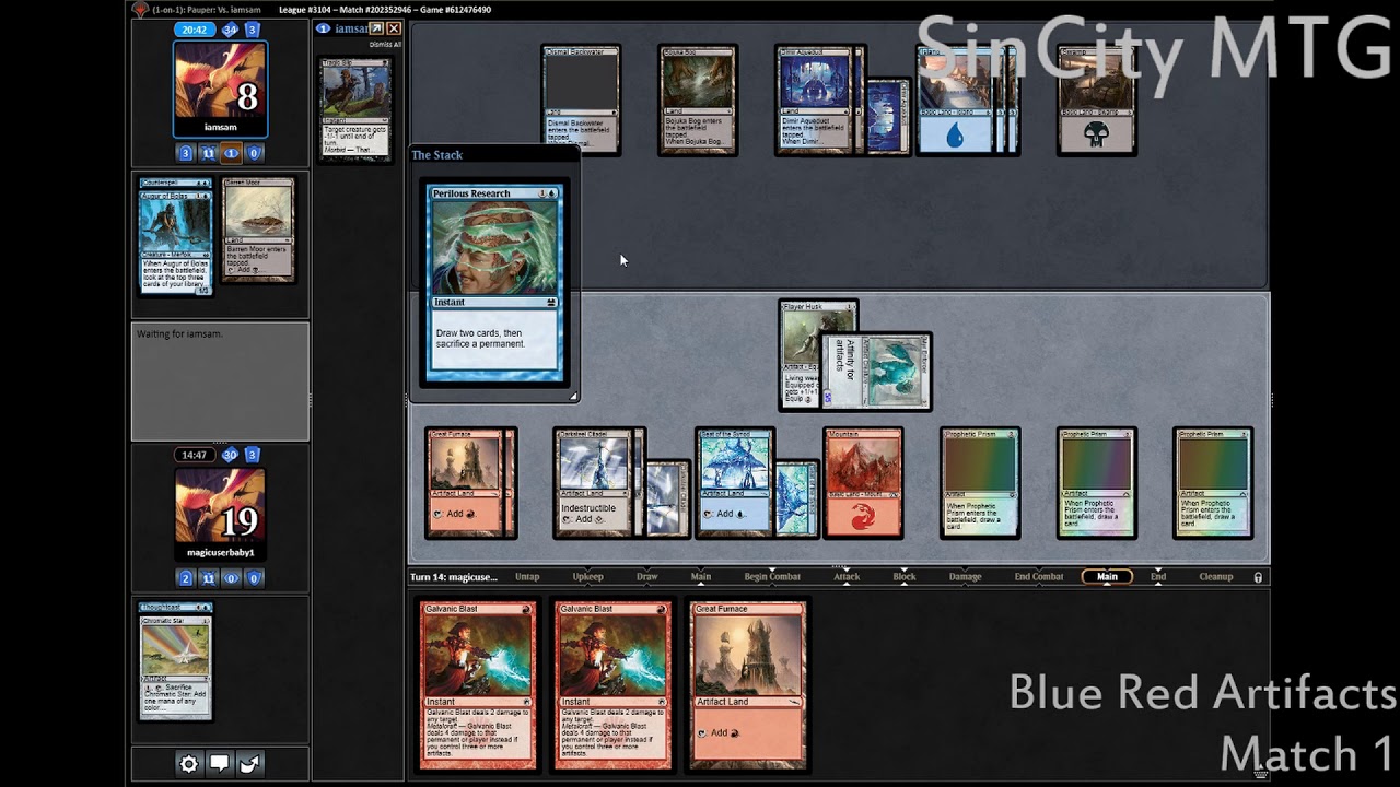 SinCity Mtg Blue Red Affinity Pauper League - YouTube