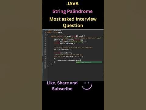 Easy java code to check String Palindrome | Most asked interview question #shorts - YouTube