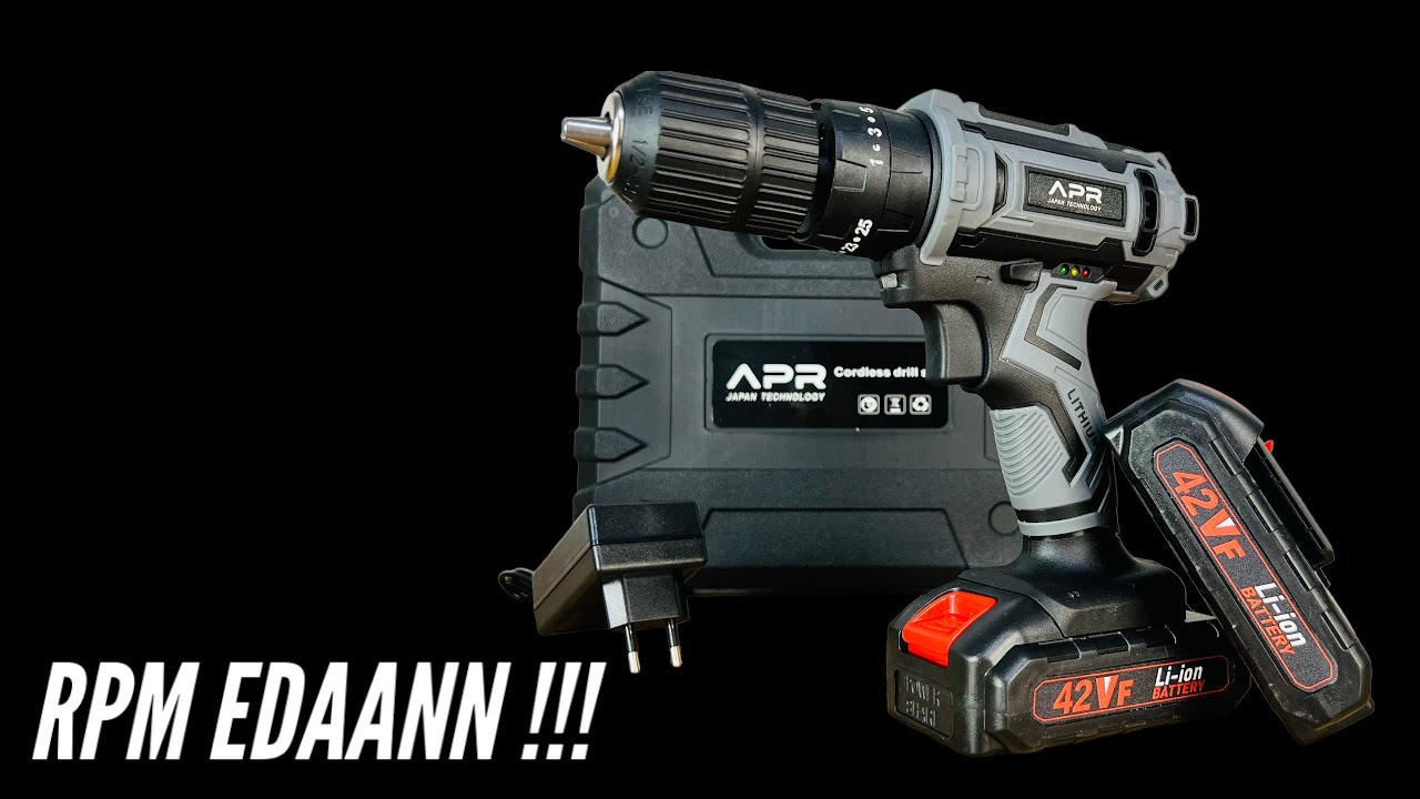 MESIN BOR BATERAI TERKUAT TERMURAH. APR JAPAN 42V 13MM. BOR CORDLESS ...
