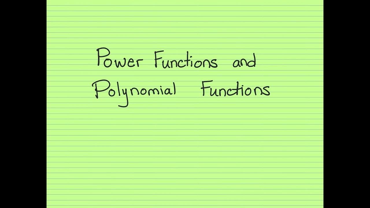 Power Functions and Polynomial Functions - YouTube