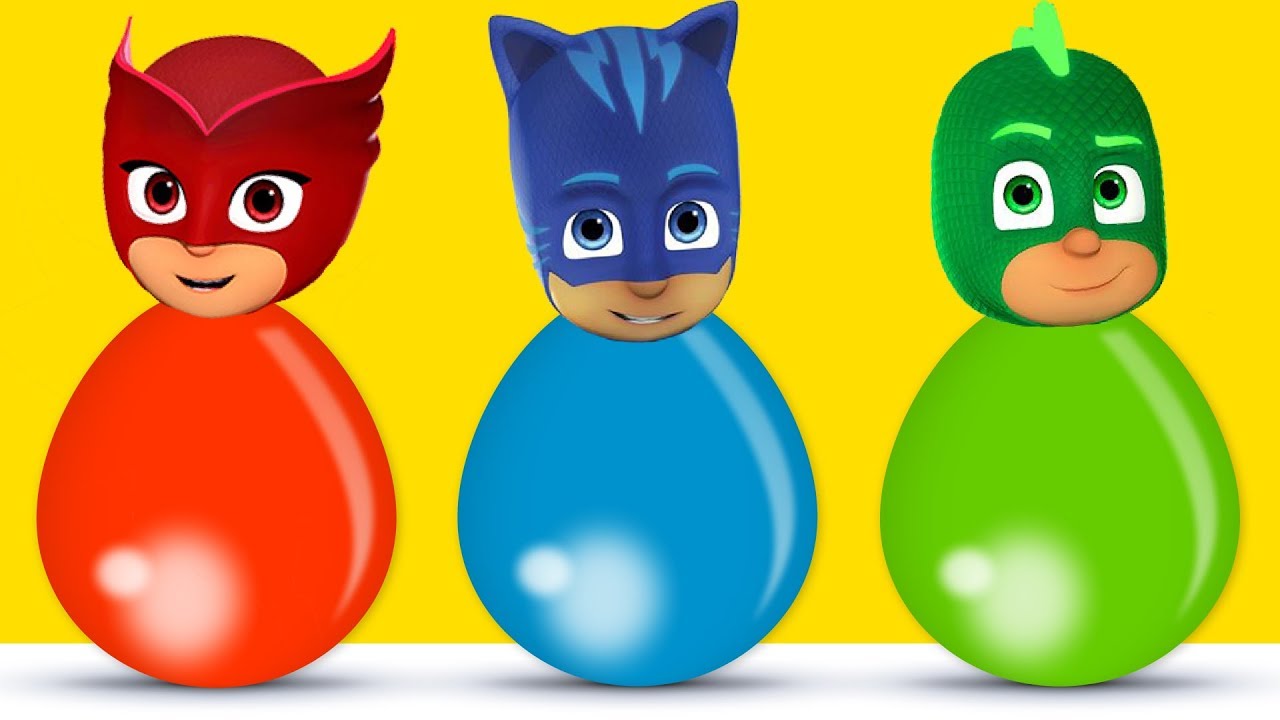 Learn Colors with Balloons of Pj Masks Wrong Heads - YouTube