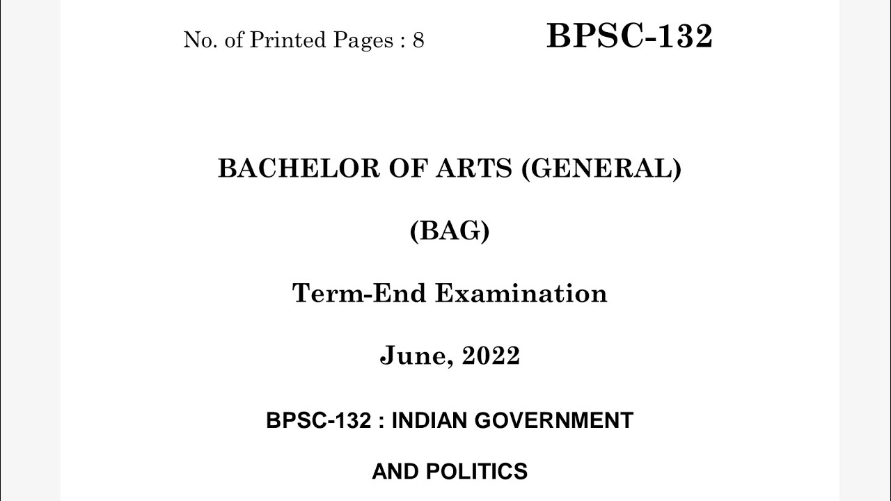 BPSC 132 important questions | BPSC 132 previous year question paper ...