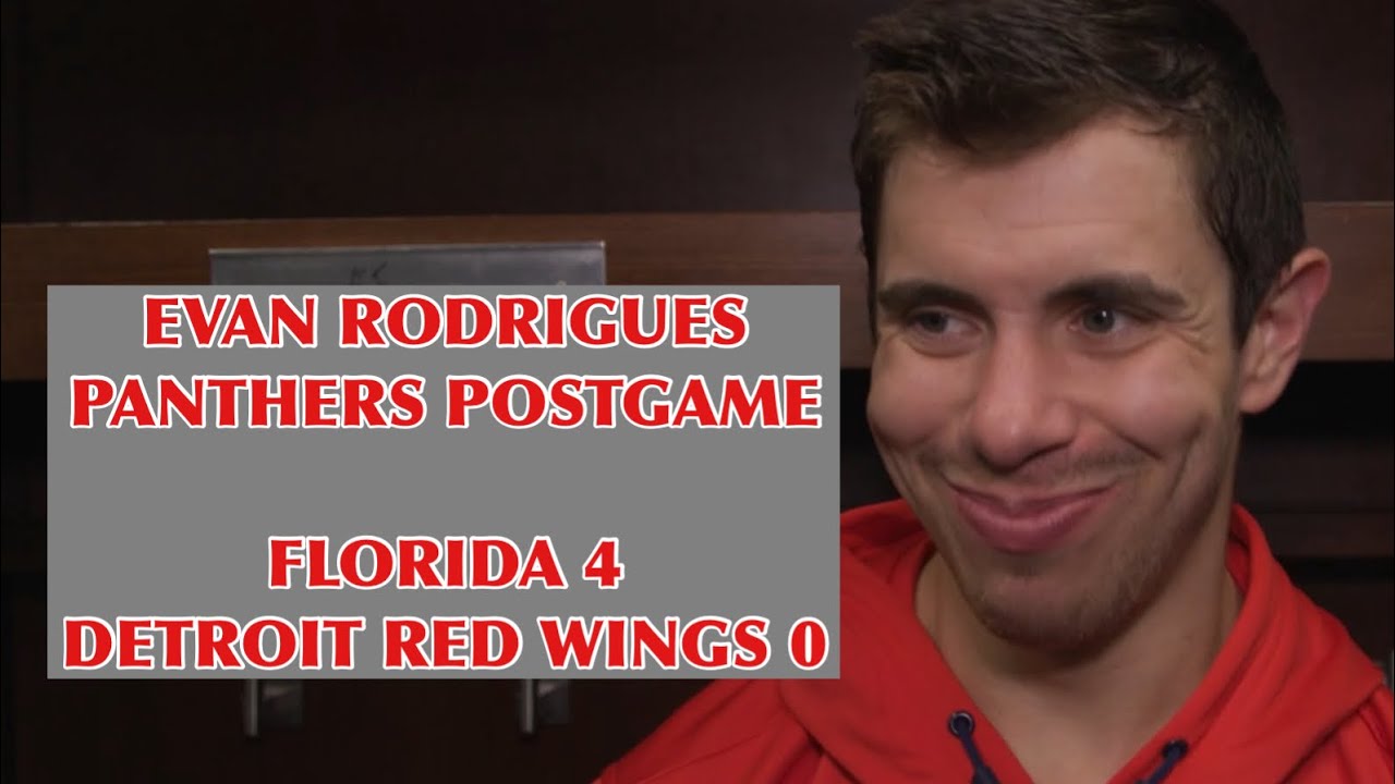 Evan Rodrigues, Panthers Postgame: Florida 4, Detroit Red Wings 0 - YouTube