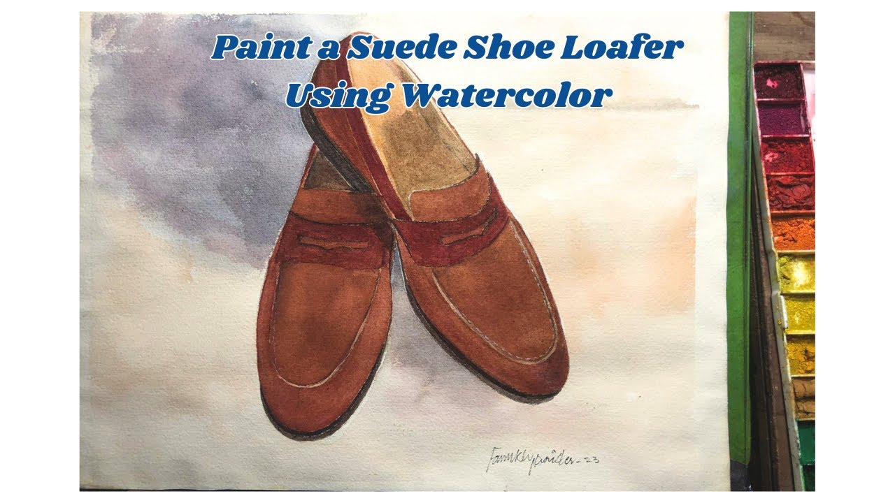Watercolor Painting Tutorial Leather Suede Loafer Shoe | Art by Farrukh ...