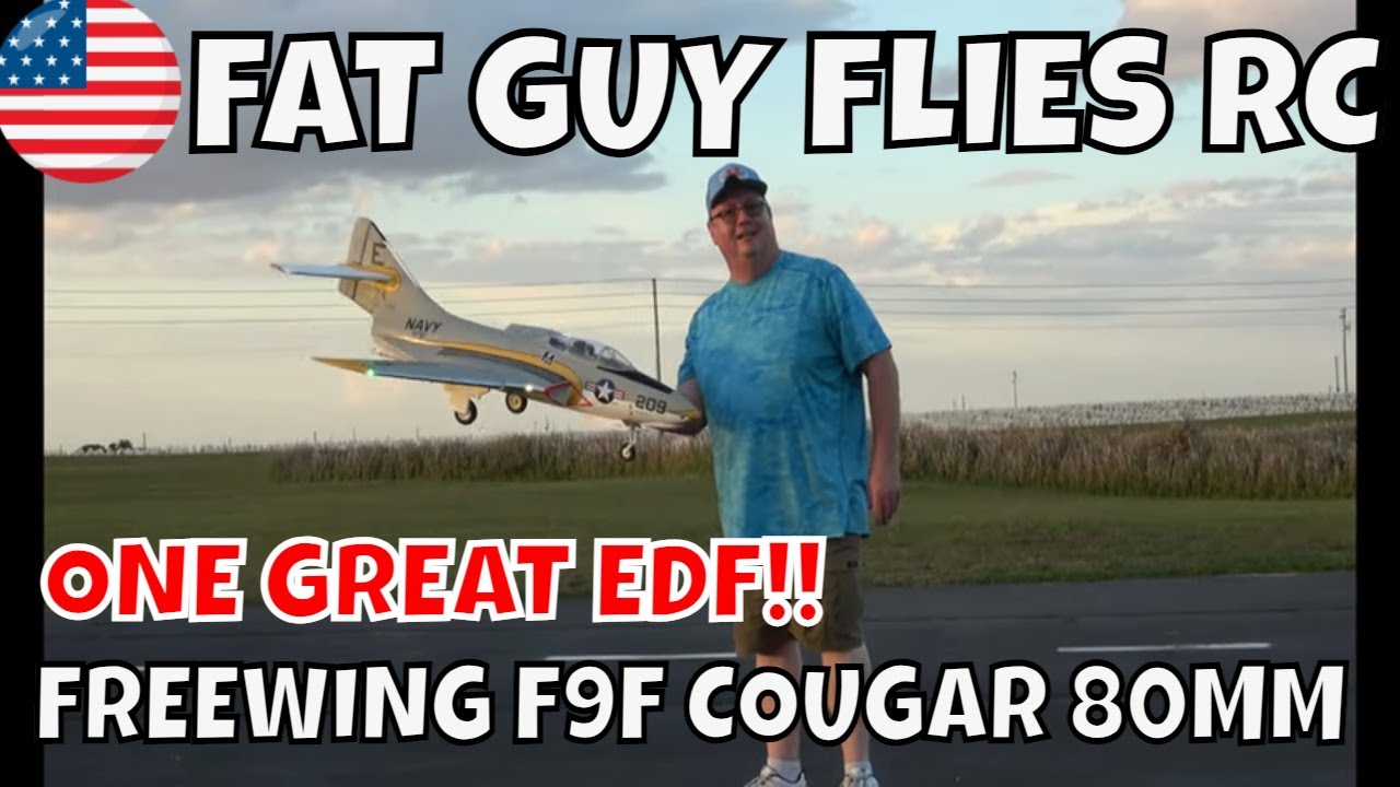 FREEWING F9F COUGAR GREAT EVENING FLIGHT! by Fat Guy Flies RC - YouTube