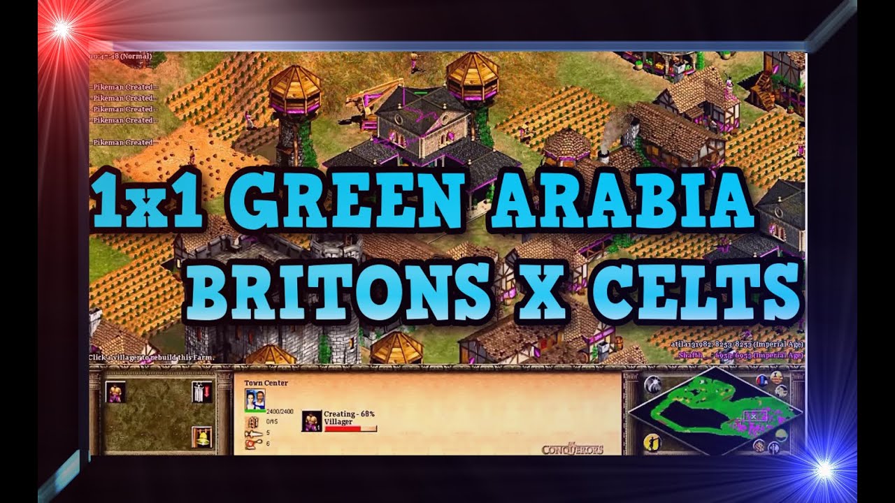 Age of Empires 2 HD 1x1 Green Arabia Britons X Celts AoE2HD Gameplay PT ...