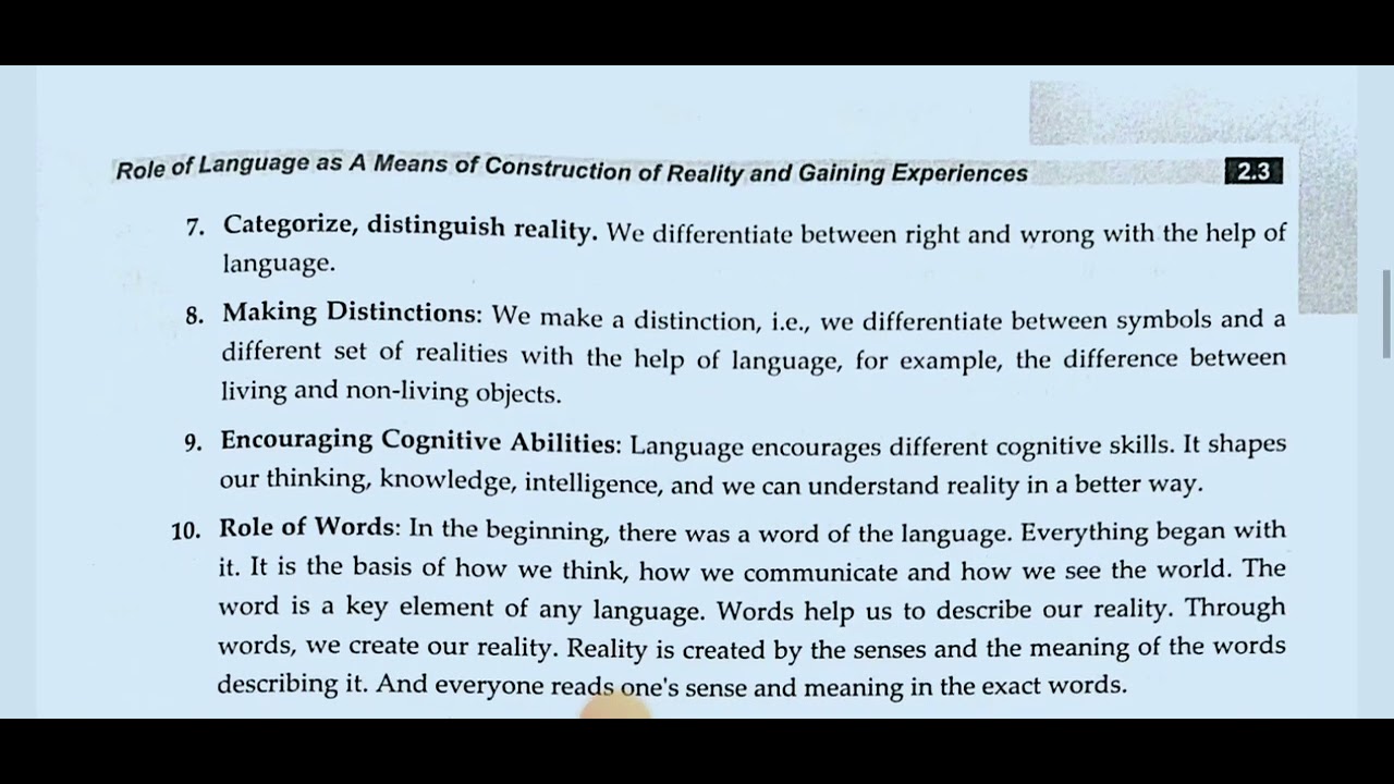 Role of Language as a means of construction of reality and gaining ...